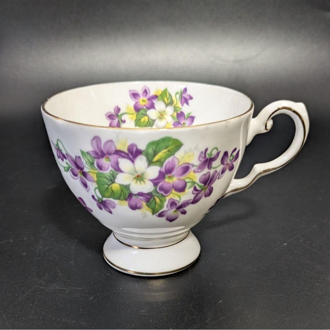 Tuscan Woodland Violets Tea Cup Bone China Floral Gold Trim England ...