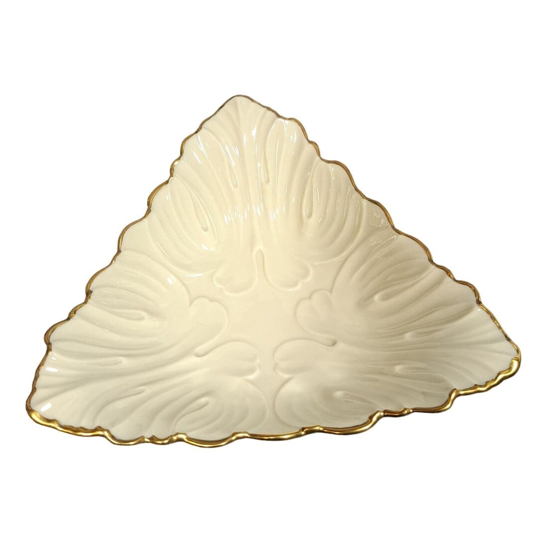 Lenox 7" Triangular Tray Triad Collection Hand-deocrated 24k Gold USA ...