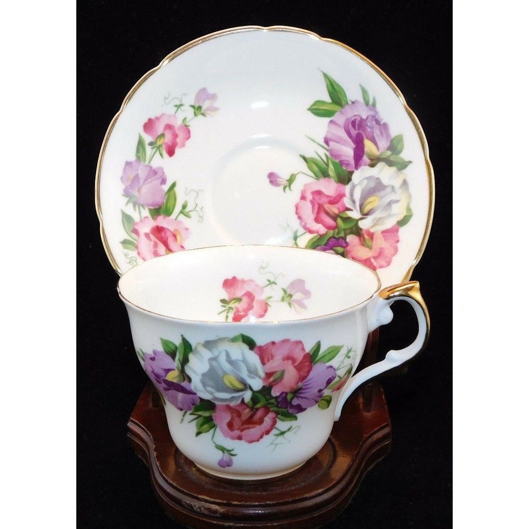 Regency Teacup & Saucer England Bone China Floral Gold Tea Party ...