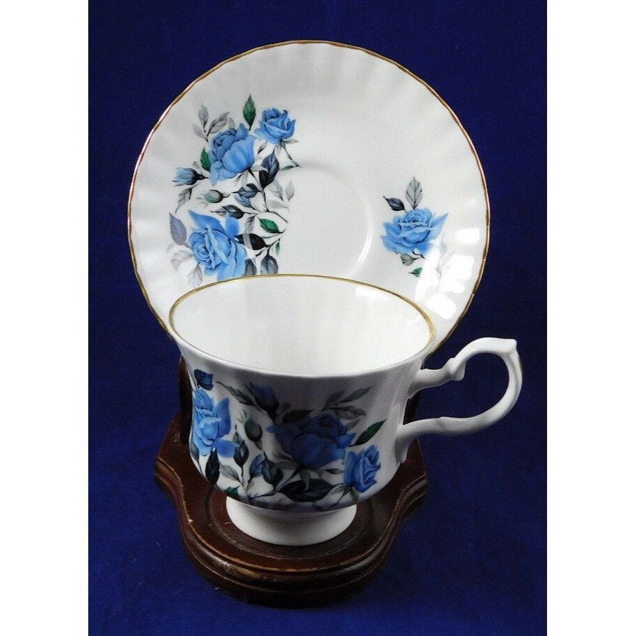 Bluebird Bone China England Blue Roses Tea Cup & Saucer - Etsy