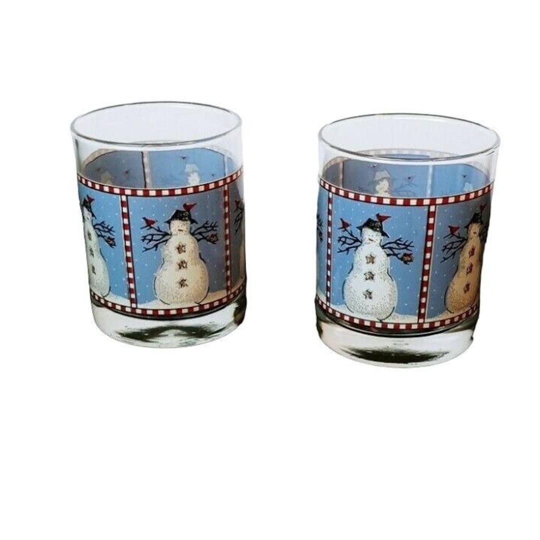 2x Anchor Hocking Debbie Mum Christmas Snowman Drinking Glasses 1998 - Etsy