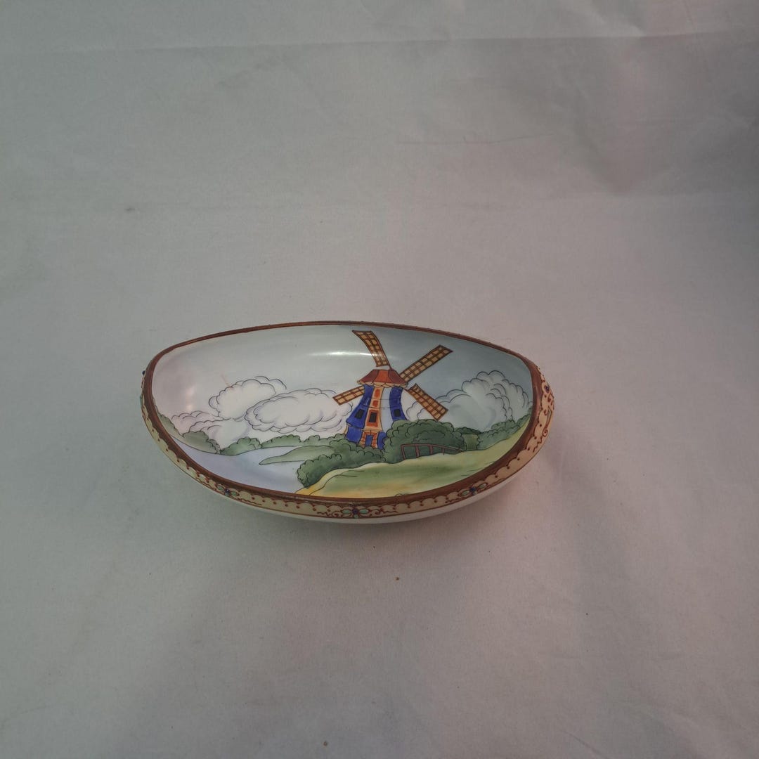 Nippon Hand Painted Porcelain Boat Shaped Dish Windmill Scene Accent - Etsy