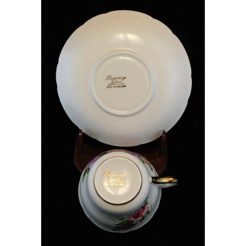 Regency Teacup & Saucer England Bone China Floral Gold Tea Party ...