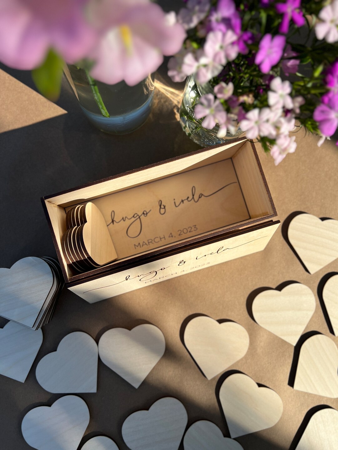 Heart Wedding Guest Box Rectangular Wedding Guest Box Wedding Memory ...