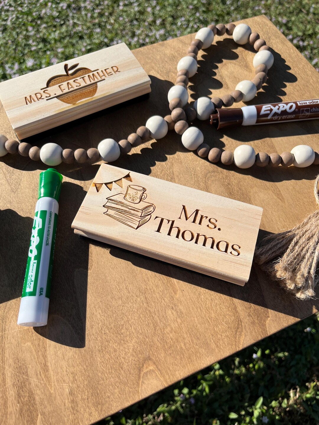 Personalized Wooden Dry Erase Board Eraser, Teacher Gift Set - Etsy
