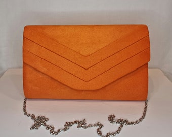 Orange Burnt Orange Metallic Pebbled Textured Faux Leather Embellished ...