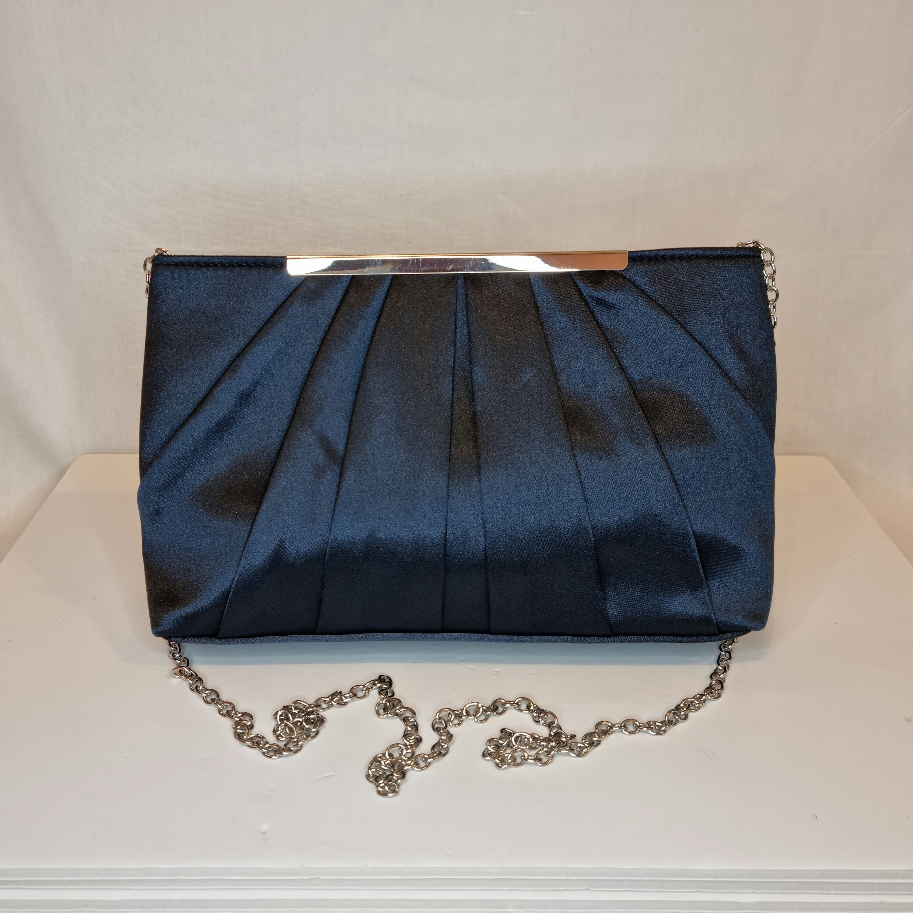 Navy Blue Satin Embellished Evening Clutch Bag - Etsy UK