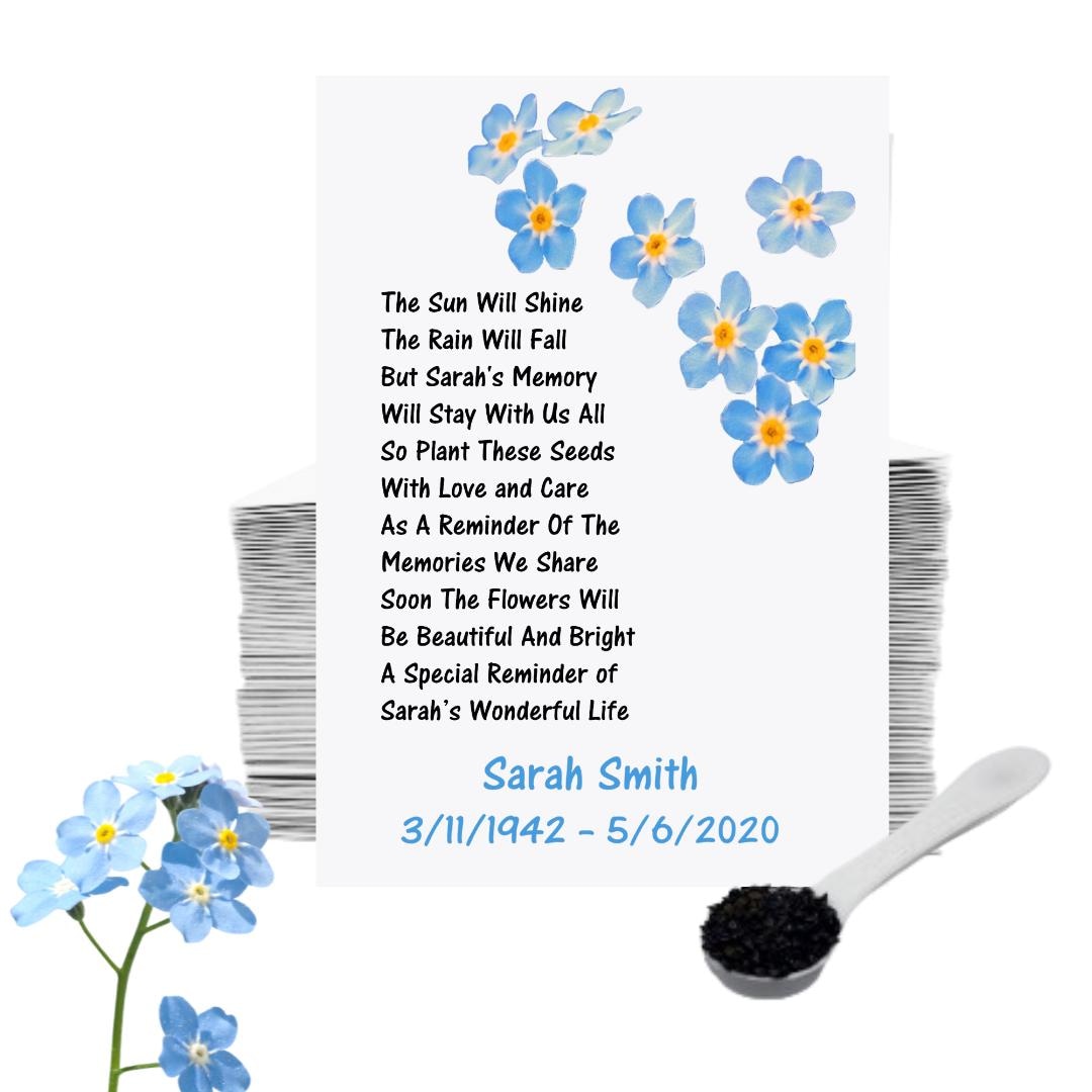 Forget Me Not Seed Packets: Personalised Funeral Favours, Memorial Gift ...