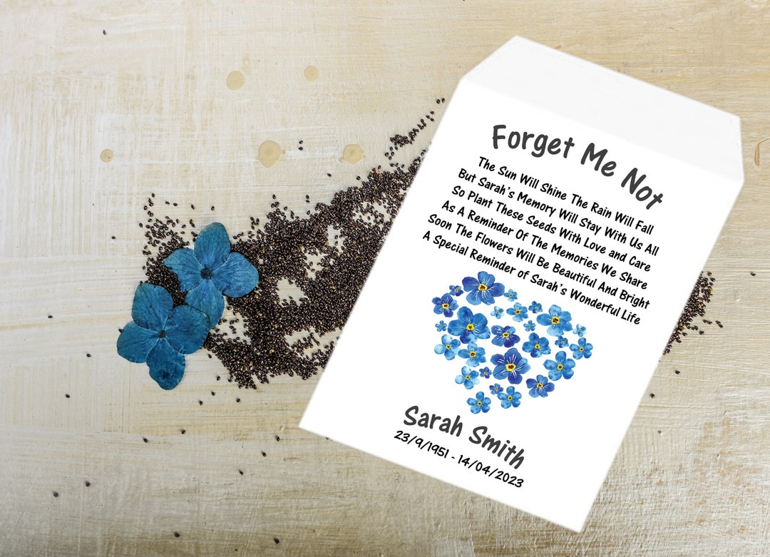 Personalised Funeral Forget Me Not Seed Packets Favour Flowers ...