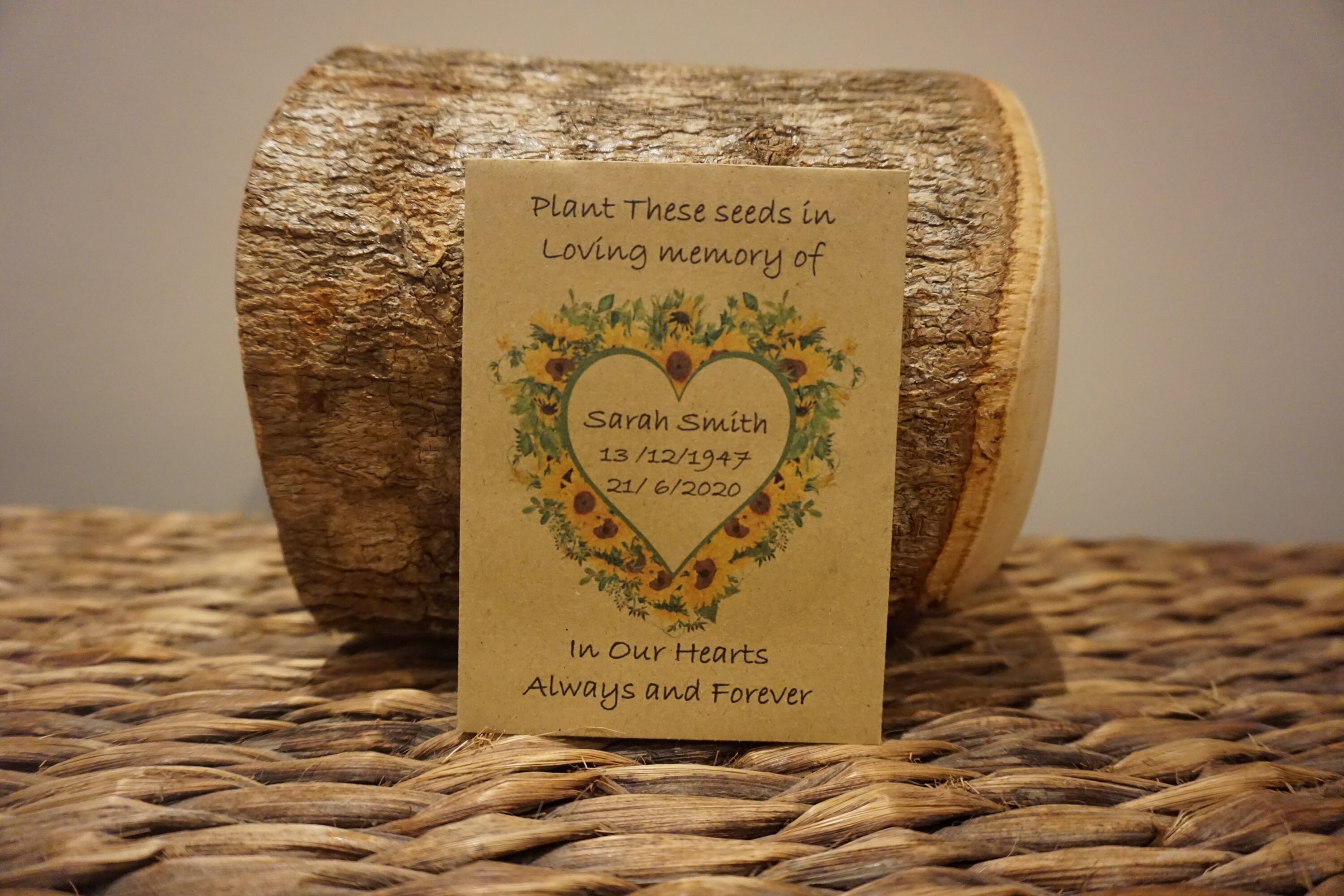 Personalised Funeral Sunflower Seed Packets Favour Flowers - Etsy