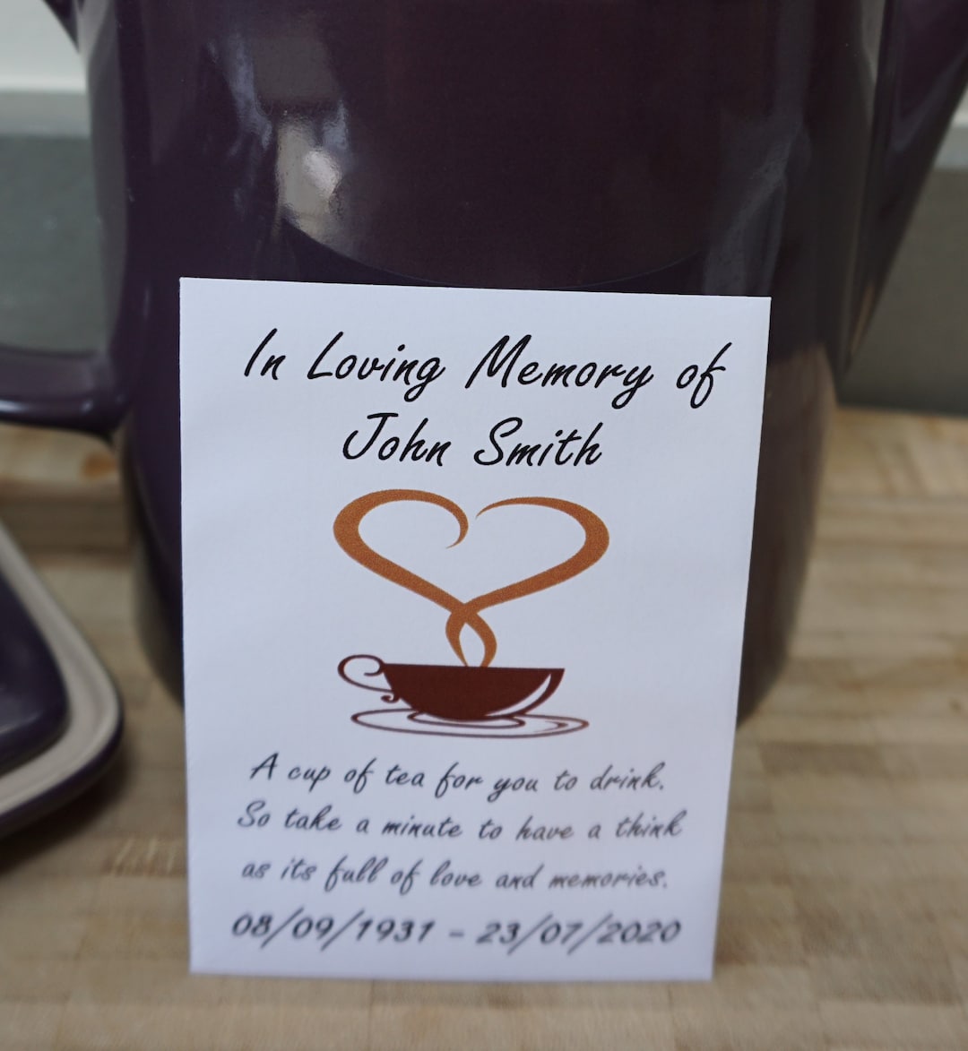 Personalised Funeral Tea Bag Cup of Tea Packets Favour - Etsy