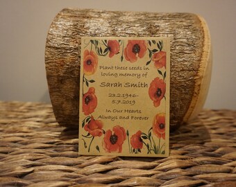 Personalised Funeral Poppy Seed Packets Envelopes Memorial - Etsy