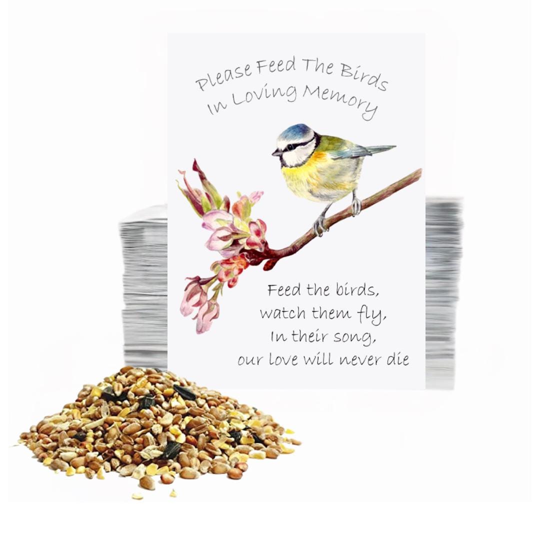 Funeral Feed Birds Bird Seed Eco Packets Favour Remembrance Memorial ...
