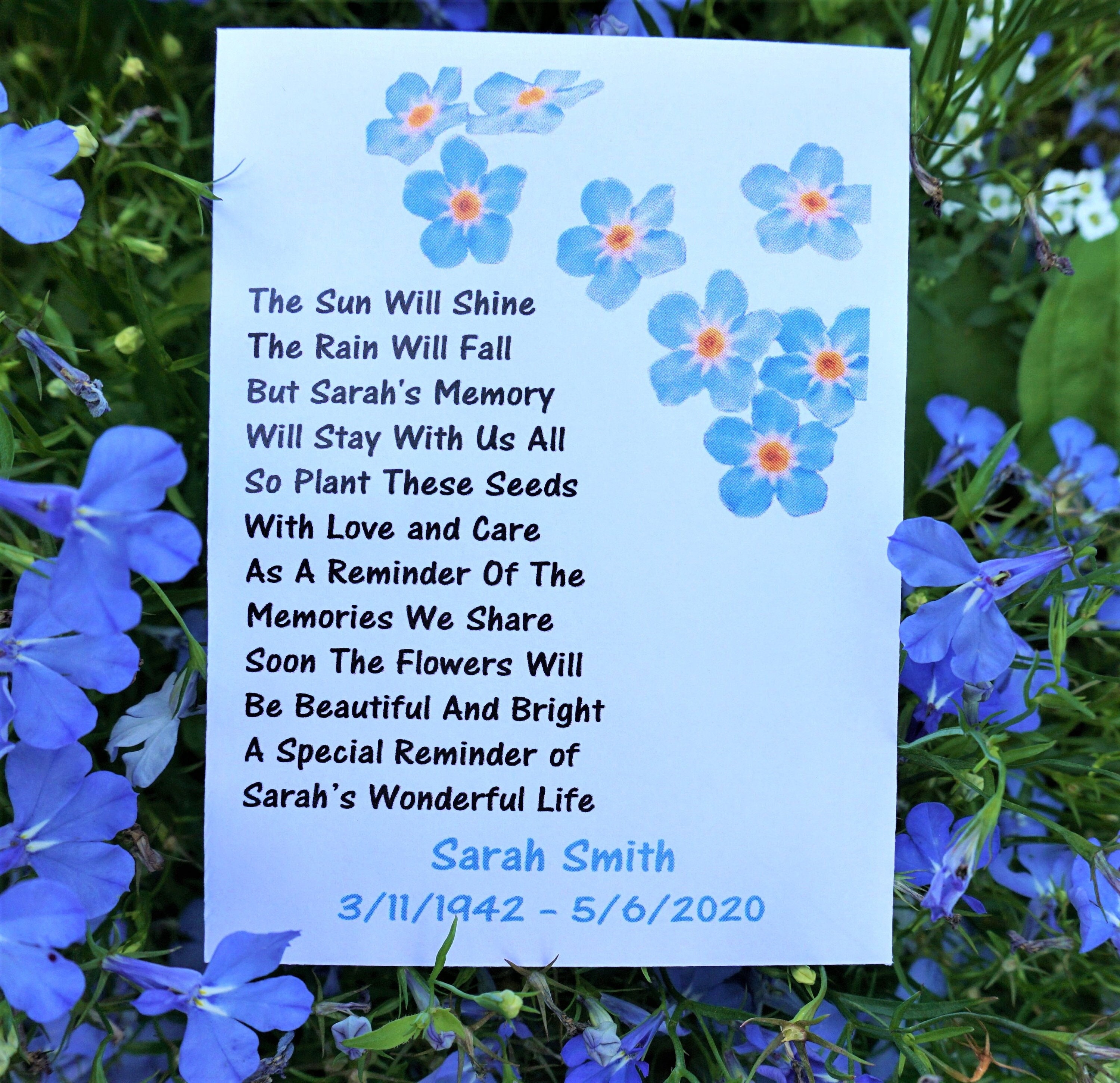 Personalised Poem Funeral Forget Me Not Seed Packets Favour - Etsy