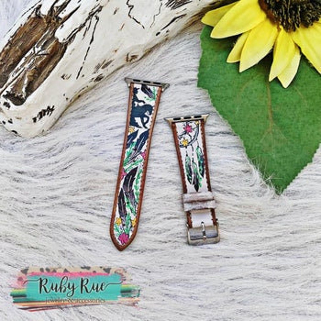 Custom Hand Painted Leather Apple Watch Bands - Etsy