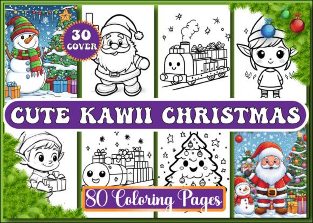 Cozy Christmas Coloring Pages, Cozy Winter Coloring Book, Kawaii ...