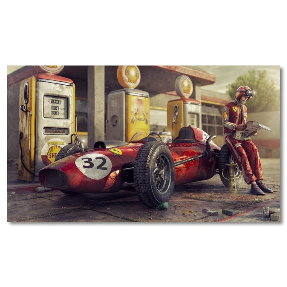 Ferrari F1 Art Print | Vintage Ferrari Car | Race Car Artwork | Man ...