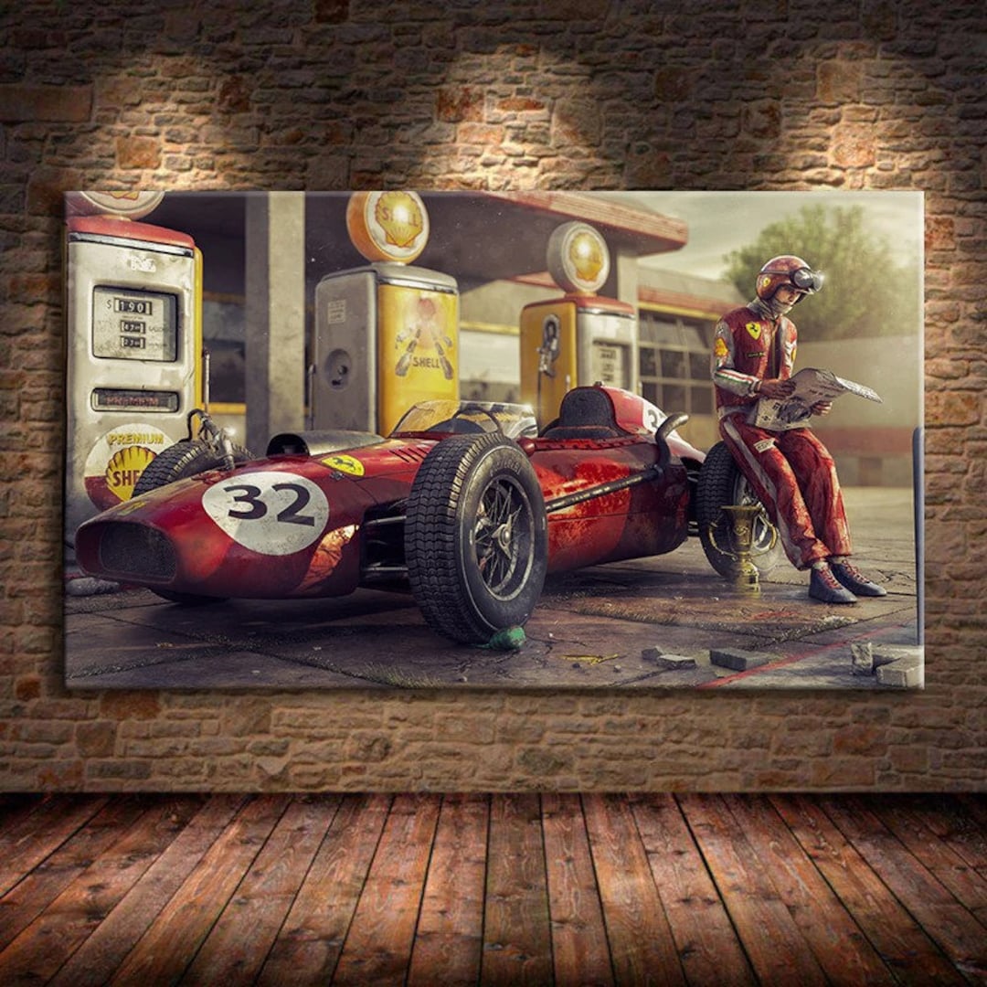 Ferrari F1 Art Print | Vintage Ferrari Car | Race Car Artwork | Man ...