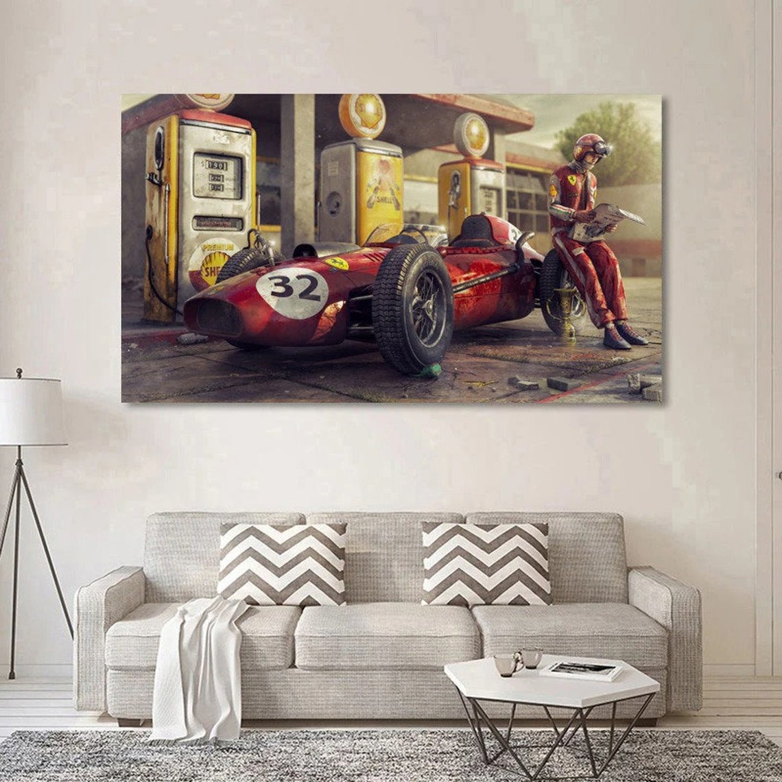 Ferrari F1 Art Print | Vintage Ferrari Car | Race Car Artwork | Man ...