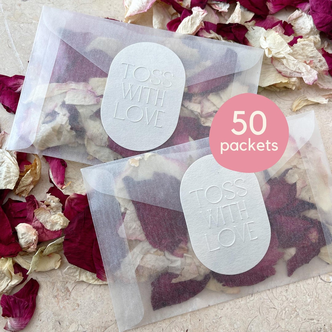 50 X Wedding Confetti Bags, Biodegradable Confetti Packets, Dried ...