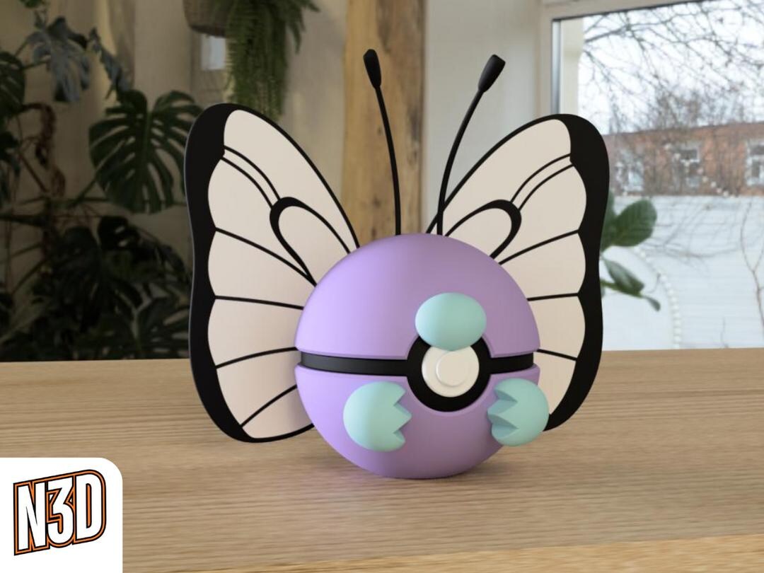 Butterfree Custom Pokeball - 3D Printed Pokemon Collectible - Etsy