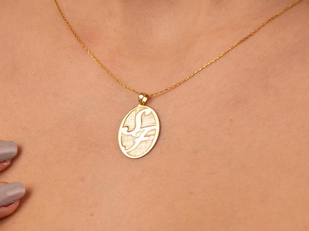 Gold Two Letters Necklace, Custom Double Initials Jewelry, Personalized ...