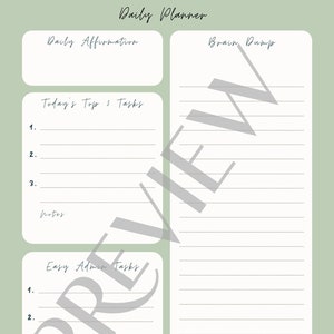 Printable Green Daily Planner for Students PDF Digital - Etsy