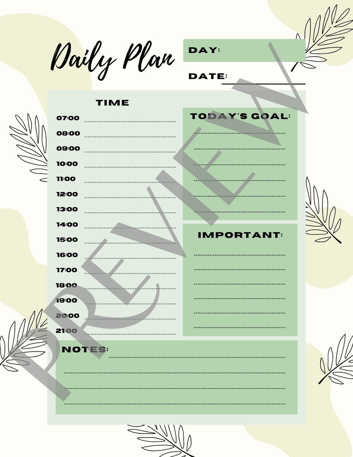 Plant Daily Planner To-do List Organizer PDF Printable Download - Etsy