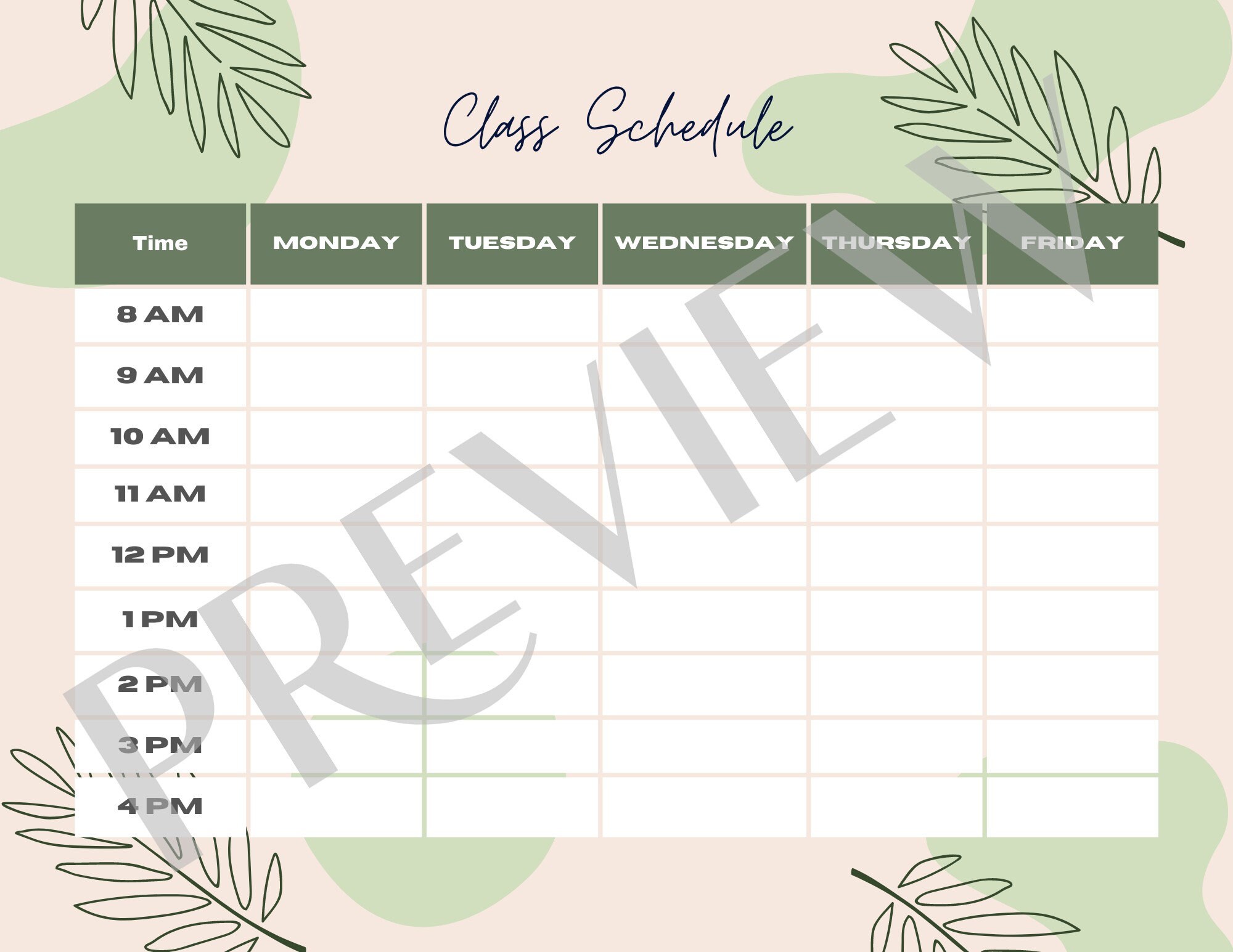 Plant Themed Class Planner for University College School Students PDF ...