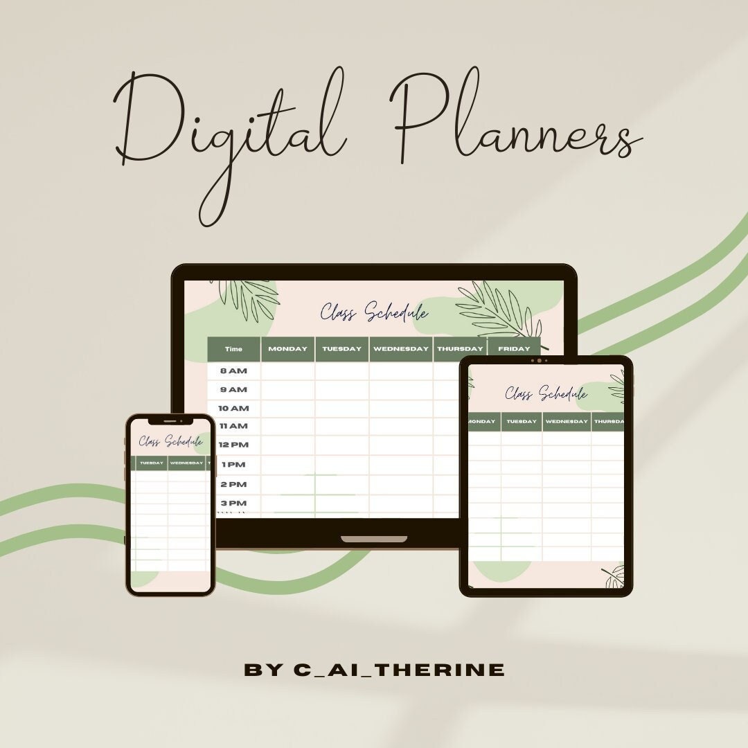 Plant Themed Class Planner for University College School Students PDF ...