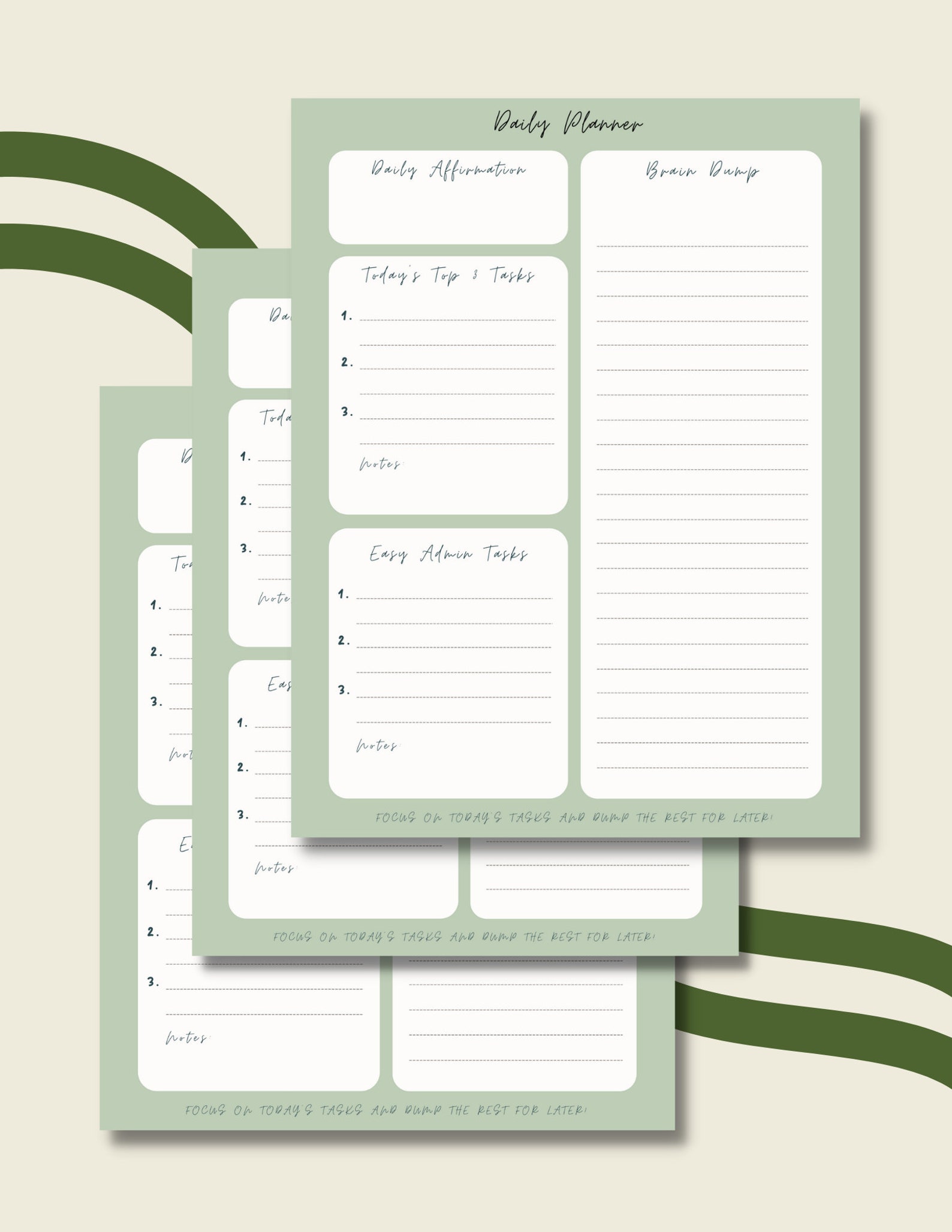 Printable Green Daily Planner for Students PDF Digital - Etsy