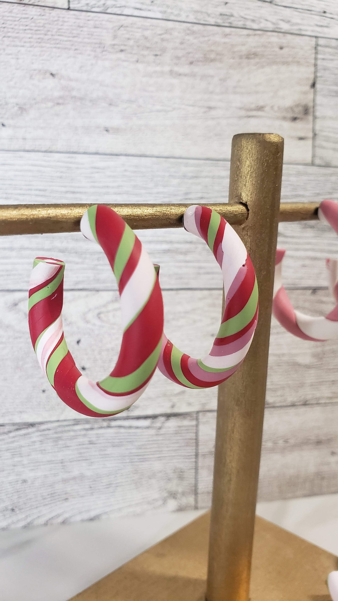 Peppermint Swirl Hoop Earrings Festive Jewelry Christmas - Etsy