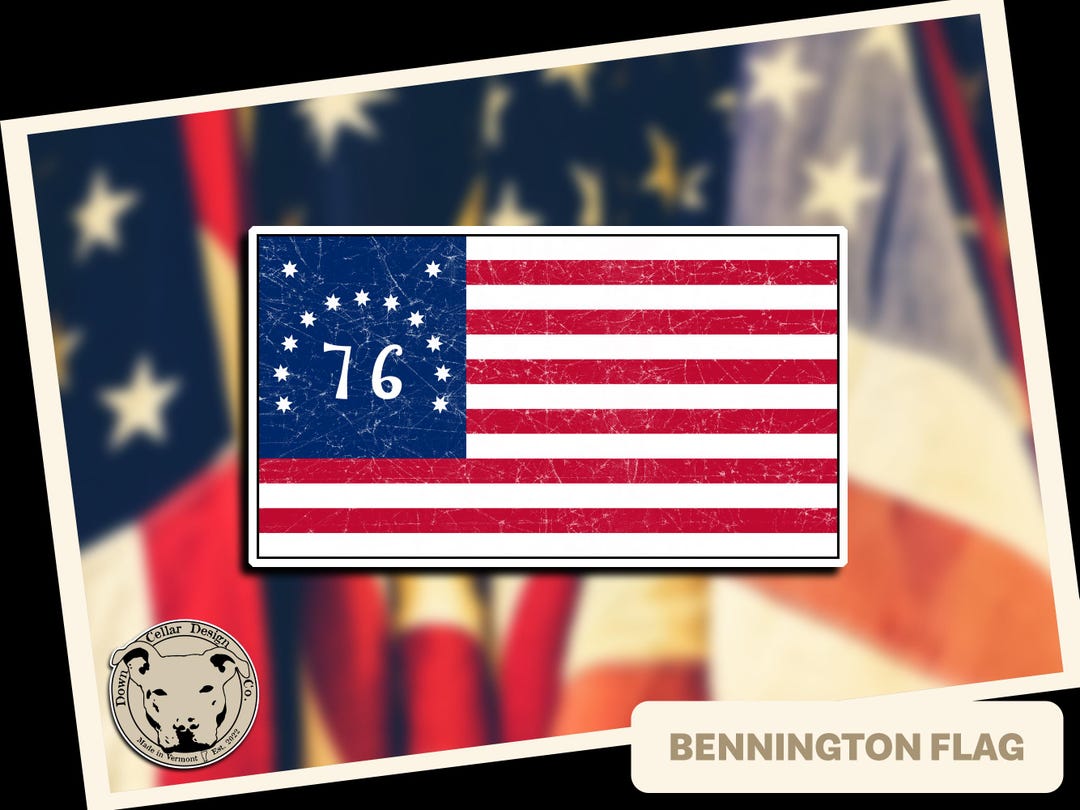 Vintage Bennington Flag Decal, Durable Waterproof Sticker for Laptops ...
