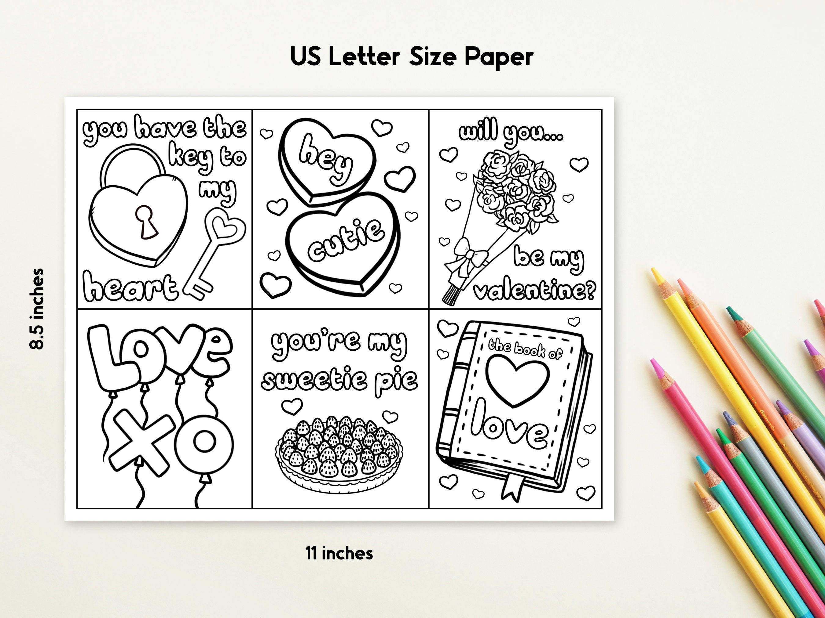 Printable Valentine's Cards Coloring Page DIY, for Personal Use - Etsy
