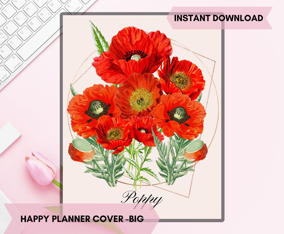Printable Month Flower August Big Happy Planner Cover Birth Flower ...