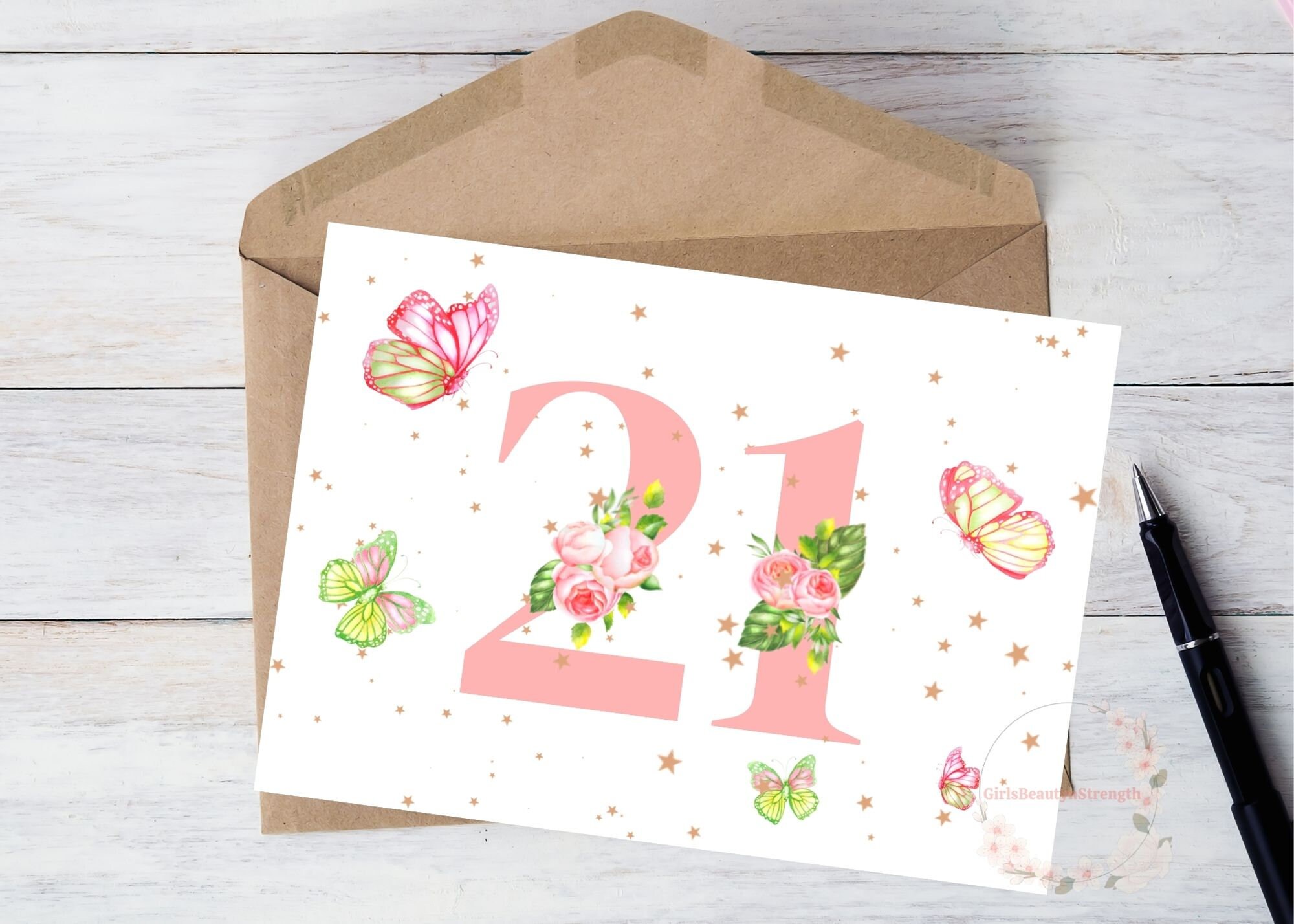 Printable 21st Birthday Card for Daughter Girl Kid Girlfriend Sister ...