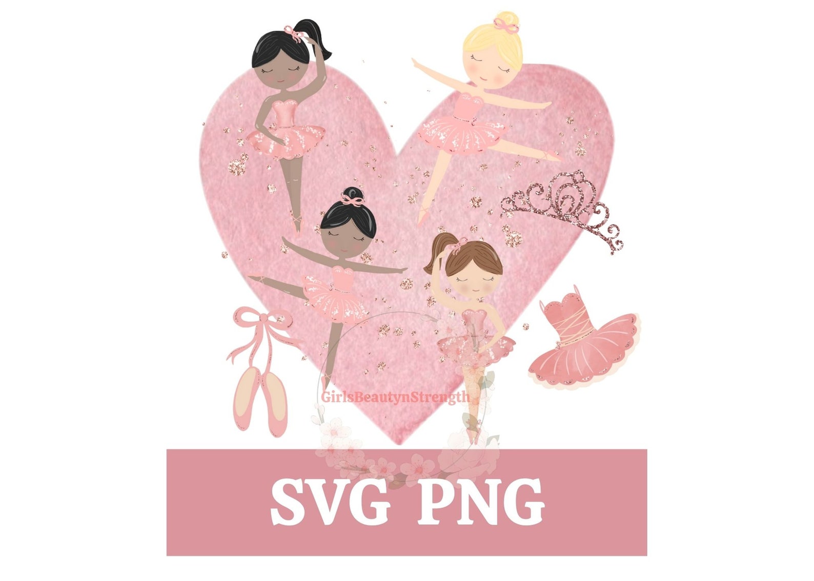 Ballerina Svg Ballerina Vector Cute Ballet Girl Svg Pink Heart Svg ...