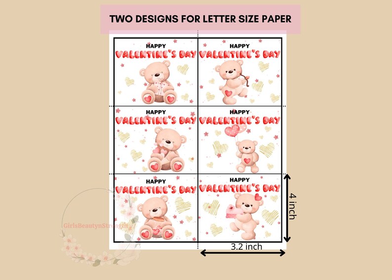 Teddy Bear Valentines Day Card Kids Classroom Printable - Etsy