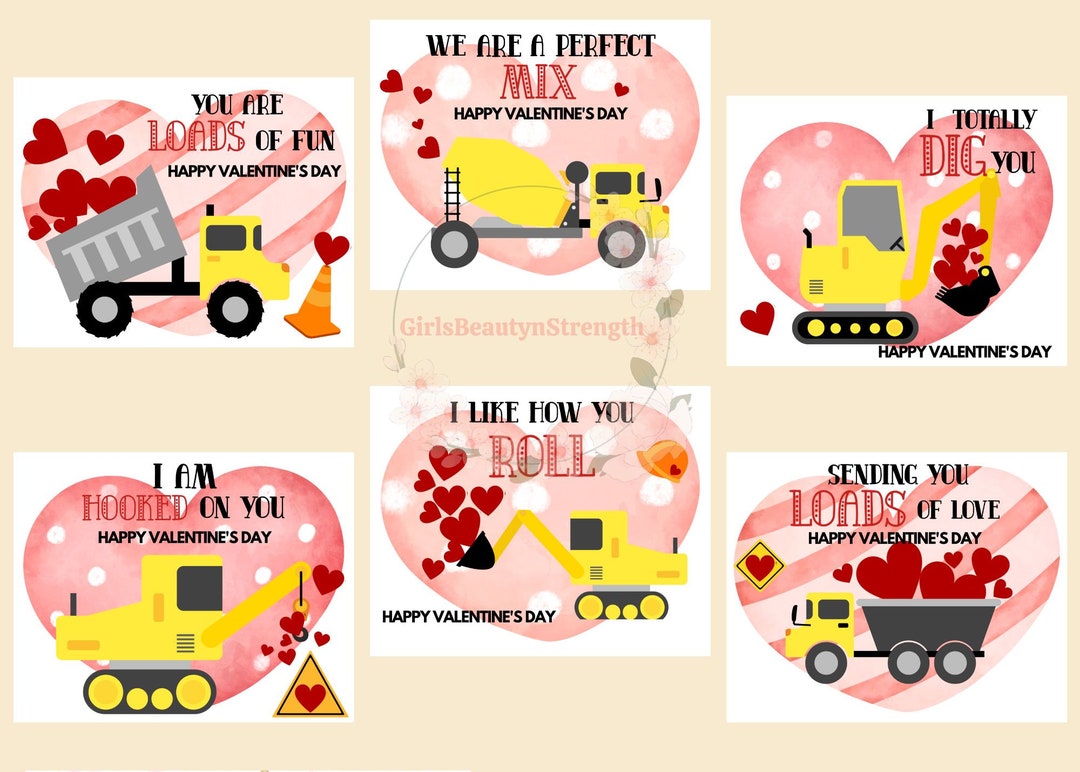 Dump Truck Valentine's Day Card for Kid, Classroom, School, Preschool ...