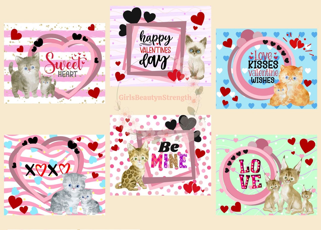 Cat Valentines Day Card for Kids Classroom Printable Cute Siamese ...