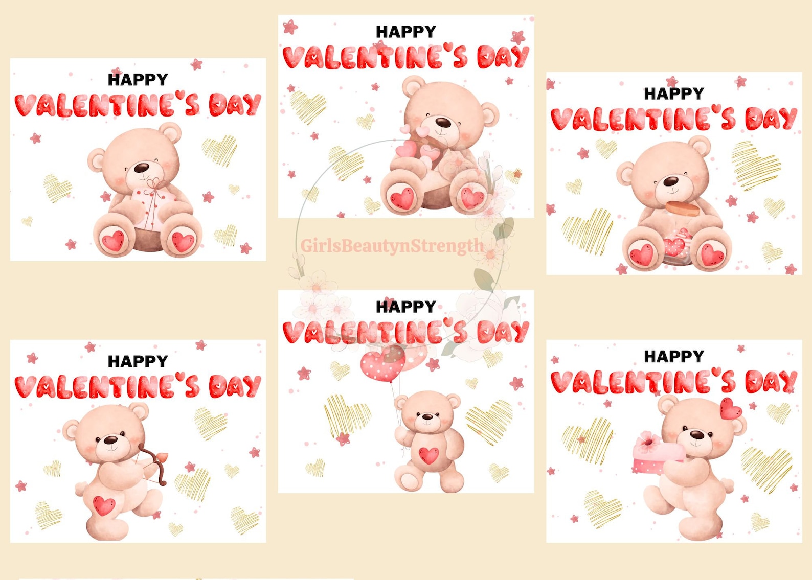 Teddy Bear Valentines Day Card Kids Classroom Printable - Etsy