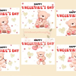 Teddy Bear Valentines Day Card Kids Classroom Printable Preschool Heart ...