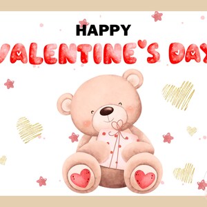 Teddy Bear Valentines Day Card Kids Classroom Printable Preschool Heart ...