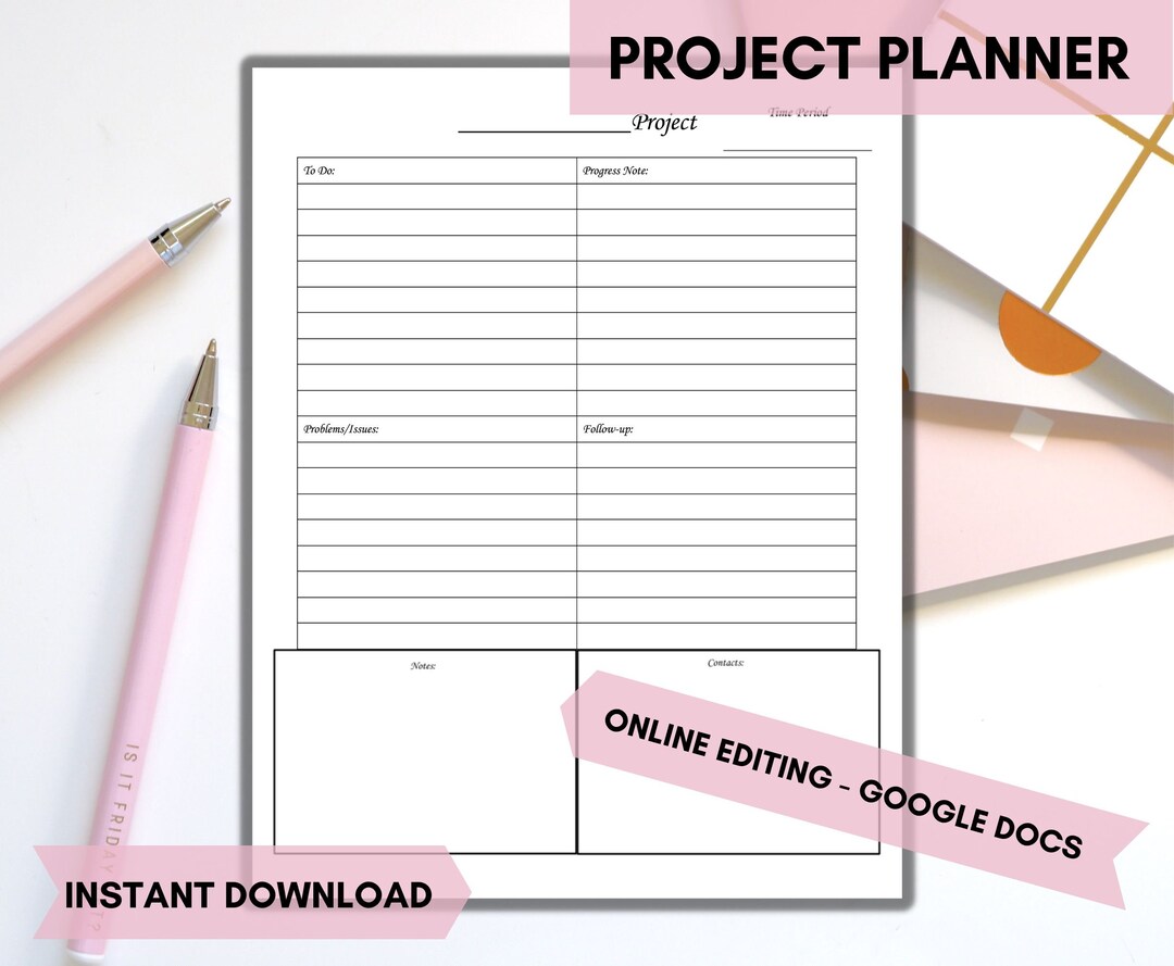 Printable Project Planner Editable Project Template to Do List ...