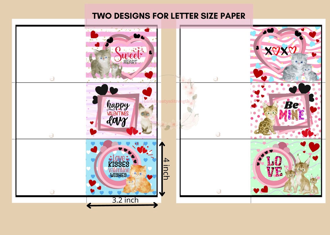 Cat Valentines Day Card for Kids Classroom Printable Cute Siamese ...