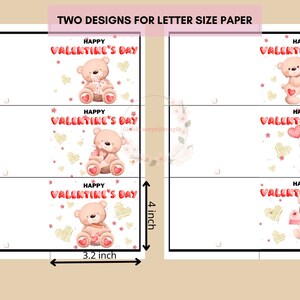 Teddy Bear Valentines Day Card Kids Classroom Printable Preschool Heart ...