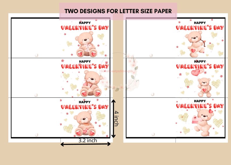 Teddy Bear Valentines Day Card Kids Classroom Printable - Etsy