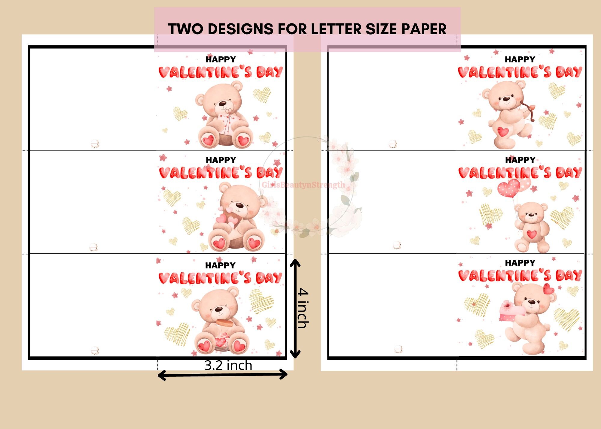 Teddy Bear Valentines Day Card Kids Classroom Printable Preschool Heart ...