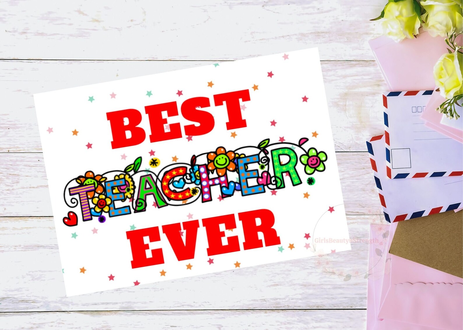 Teacher Thank You Card Printable Principal Thank You Note Best Teacher ...
