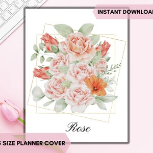 Month Flower Rose Big Happy Planner Cover Printable Birth Flower ...